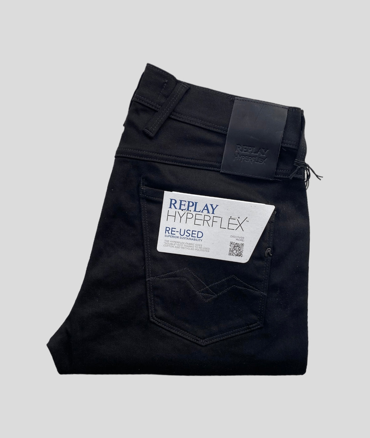 Replay "Anbass Hyperflex" Canvas Jeans Black — Capital Collection